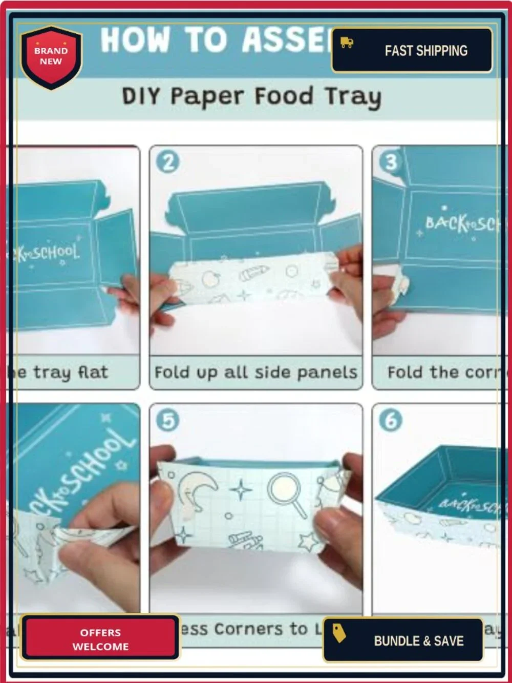 Kitchen | 5 Disposable Paper Food Trays Back To School Party Supplies ...